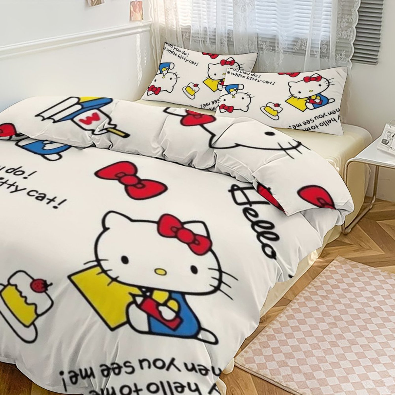 Hello Kitty Cartoon Anime Bed Duvet Cover Microfiber Bedding Sets 3D ...
