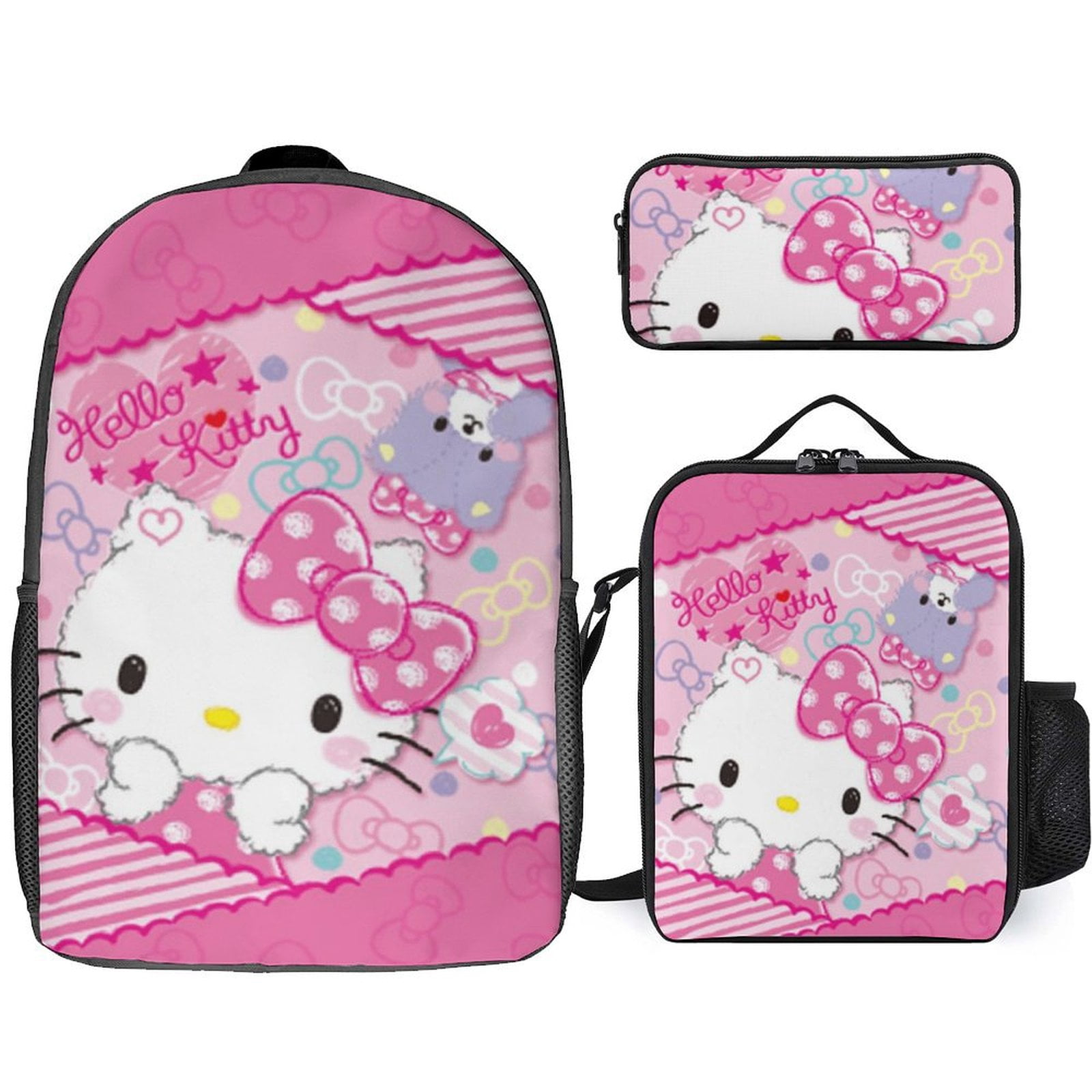Hello Kitty Cartoon Anime Lunch Bag, Handbag, And Pencil Box Packaging ...