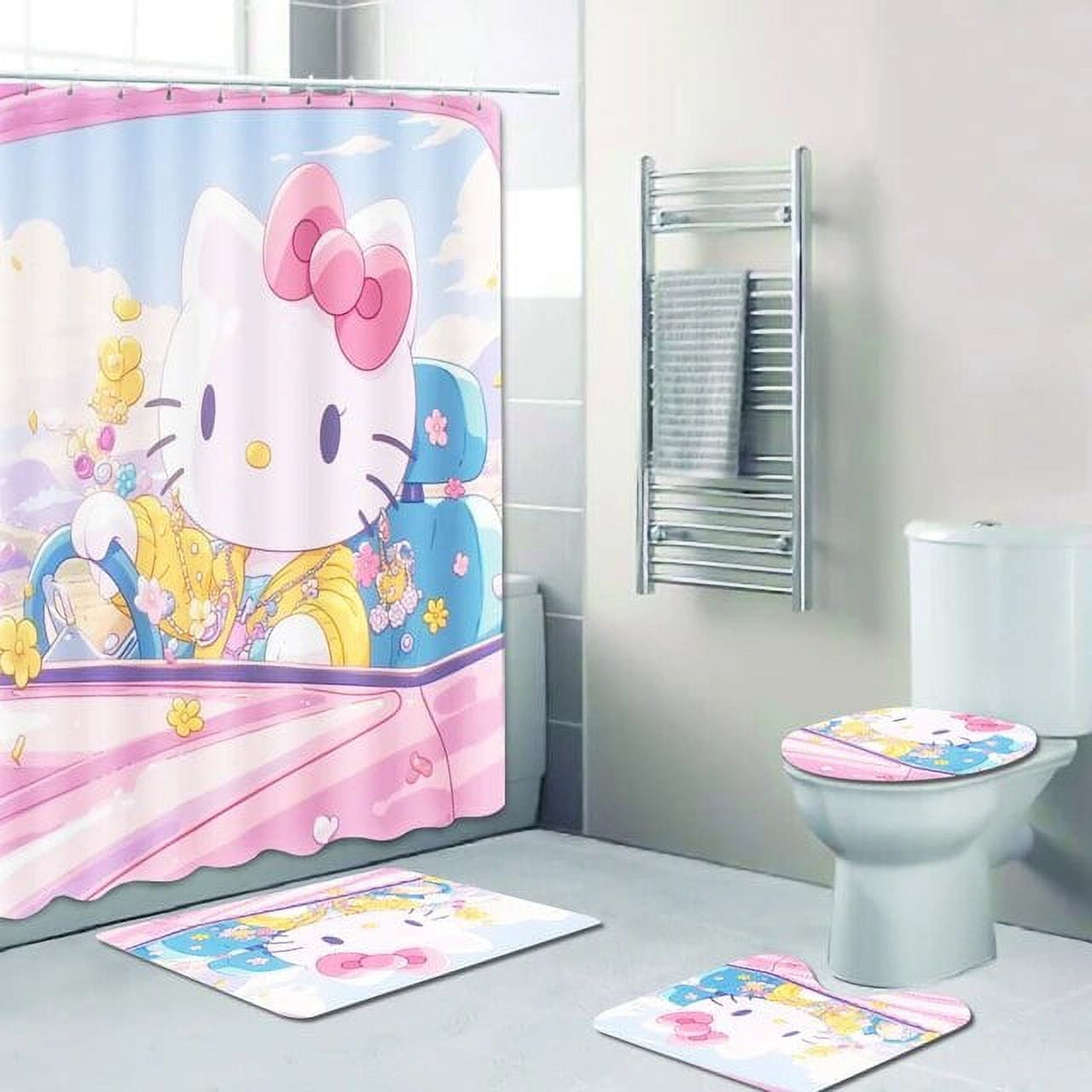 Hello Kitty Cartoon Bathroom Mats Sanrio Curtain Bath Items Decorations ...