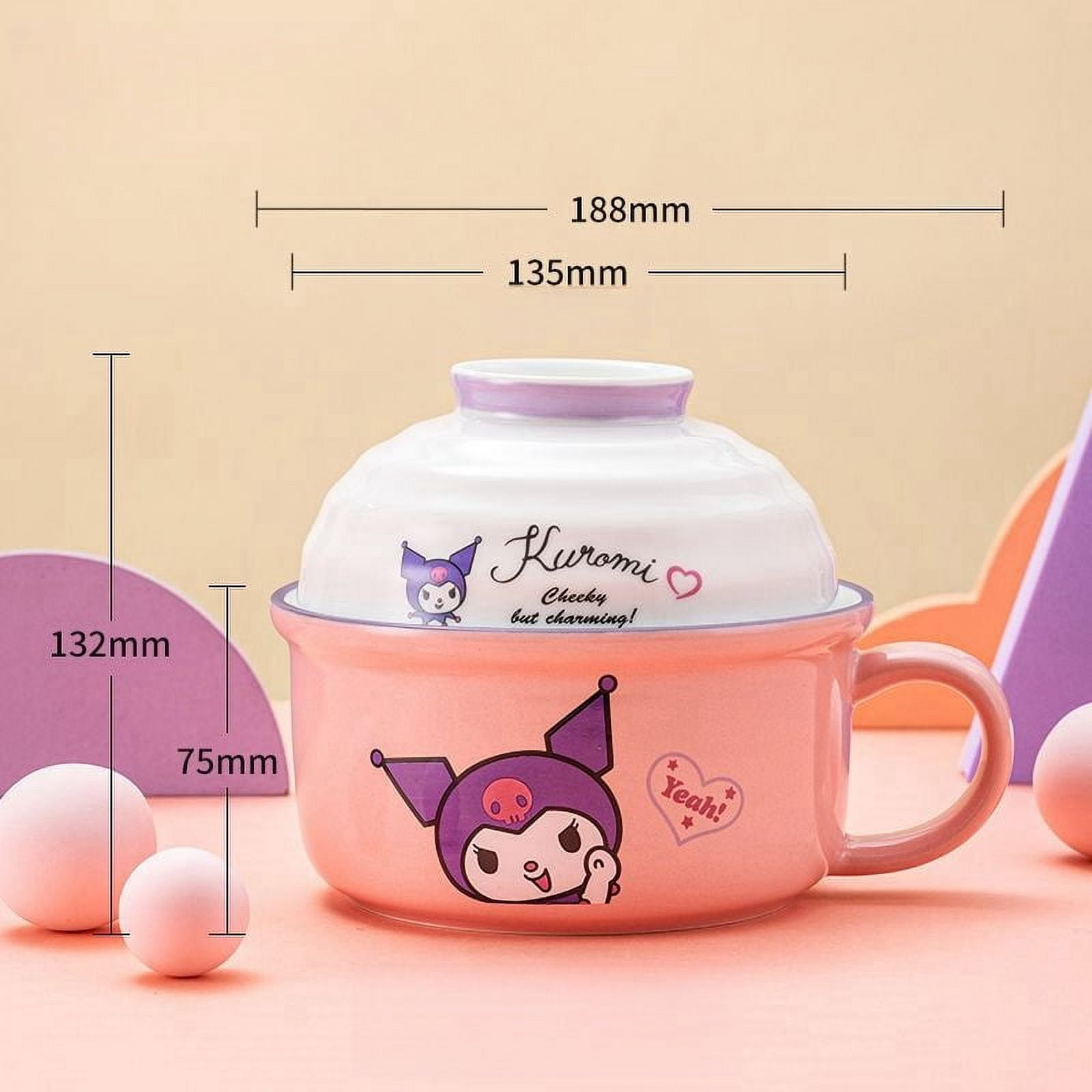 Hello Kitty Cartoon Ceramic Instant Noodle Bowl With Lid My Melody ...