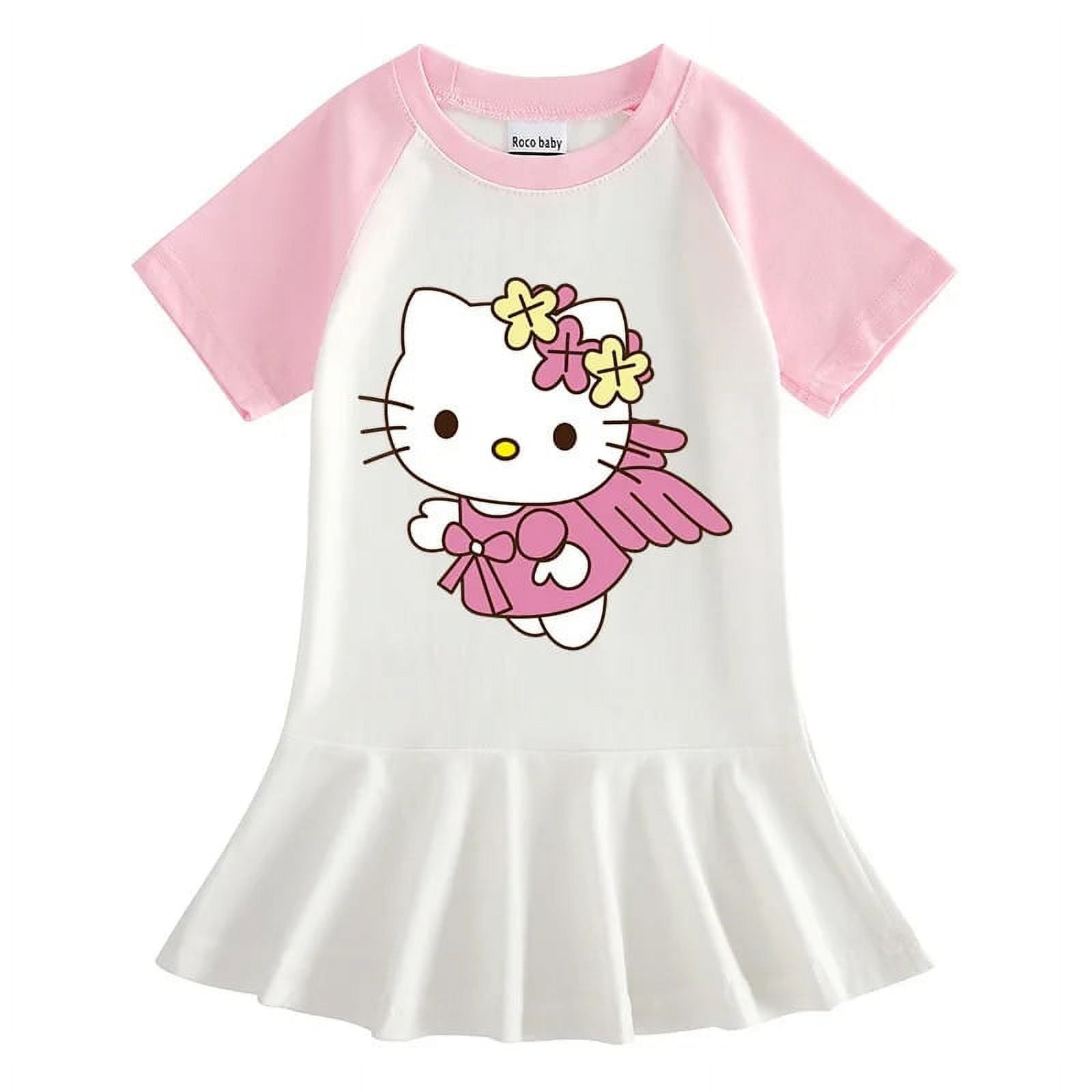 Hello Kitty Cartoon Children's Clothing Cotton Half-Sleeved Dress Girls ...
