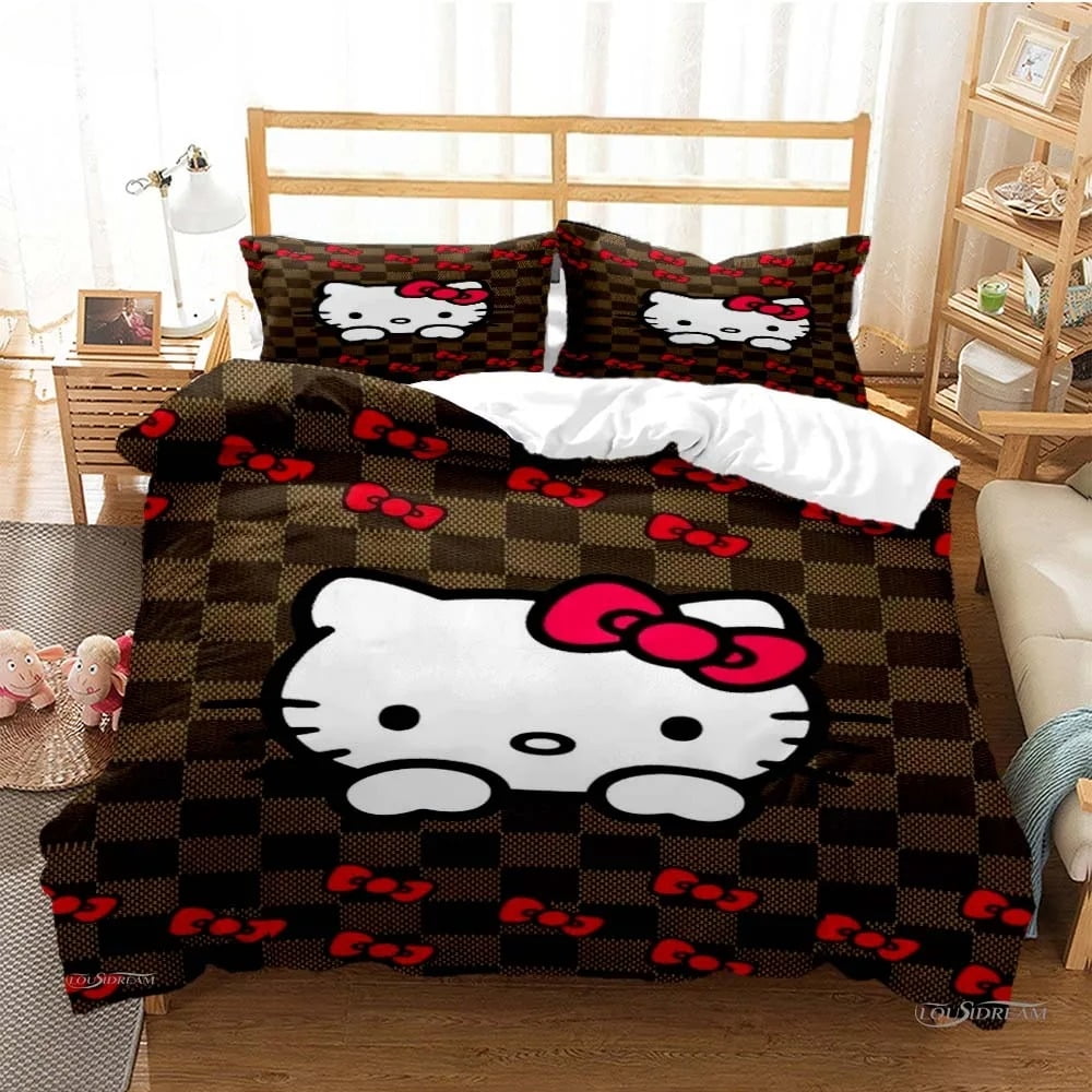 Hello Kitty Cartoon Cute Comforter Duvet Cover Bedding Sets Soft Quilt ...