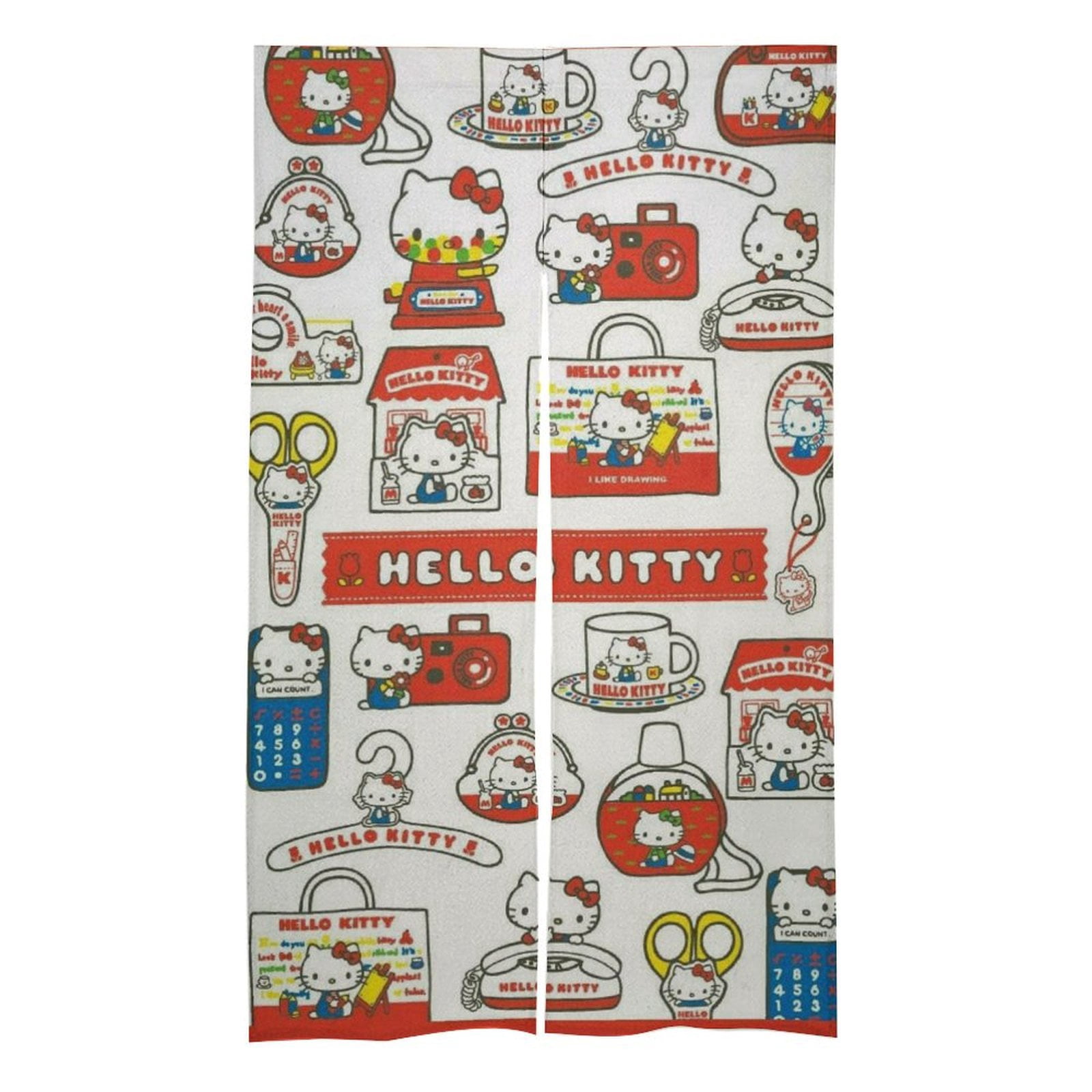 Hello Kitty Cartoon Door Curtain for Living Room Or Closet, Soft Linen ...
