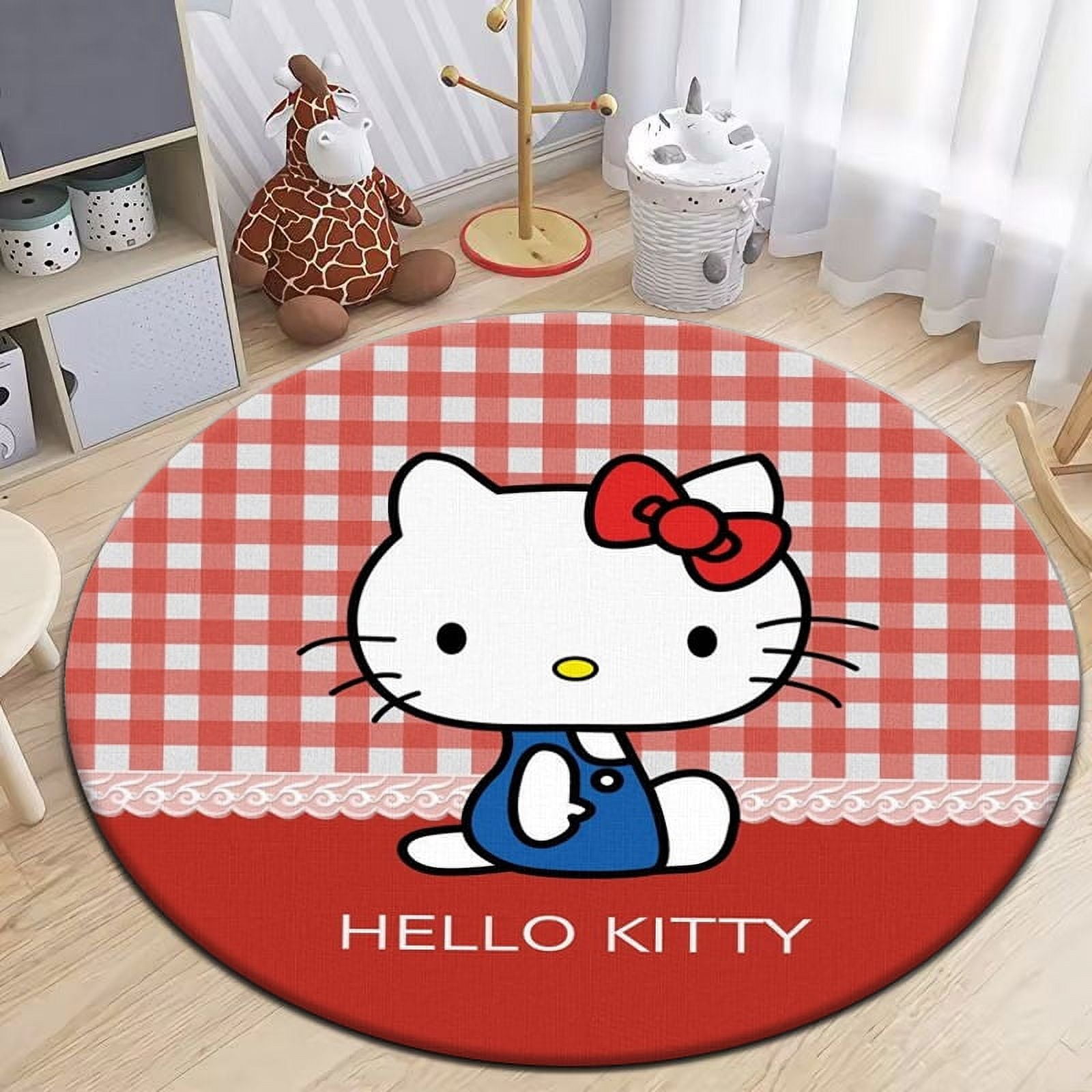 Hello Kitty Cartoon HD Printed Round Carpet for Living Room Rugs ...