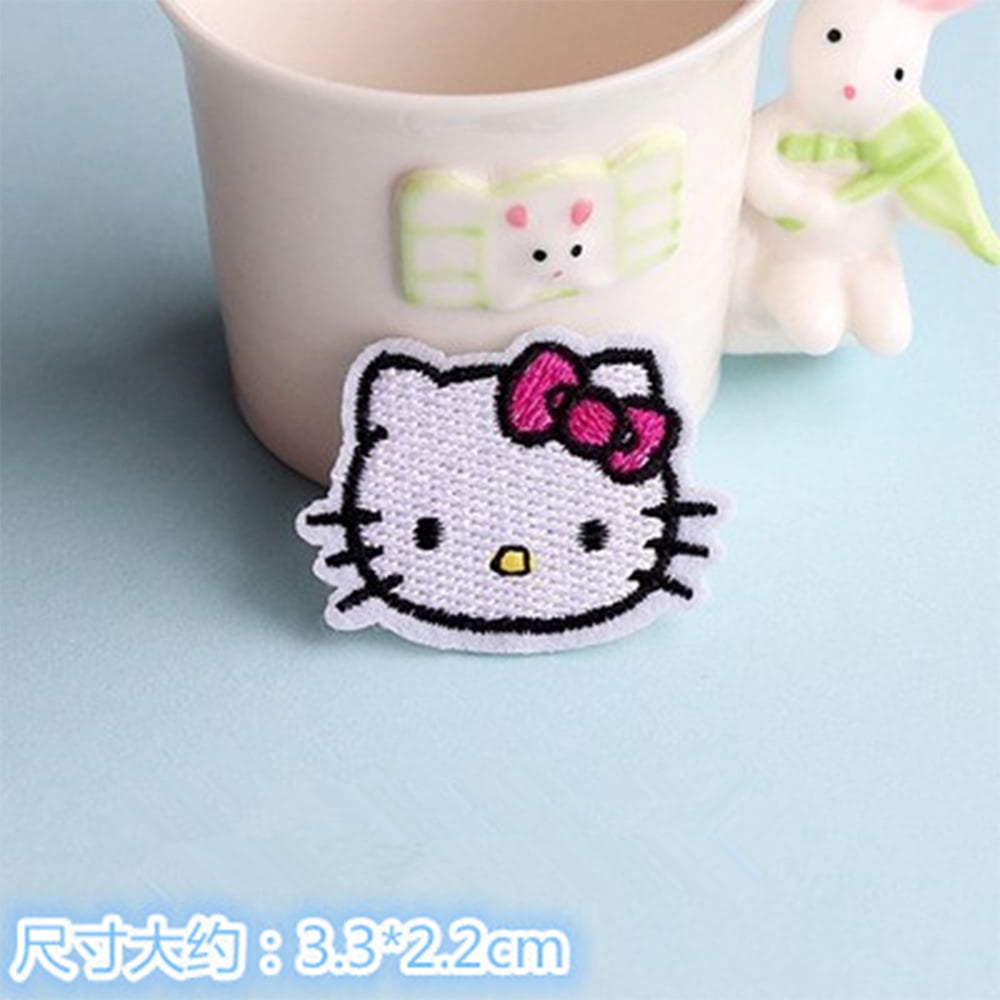 Hello Kitty Cartoon Sanrio Embroidery Patch For Kids Clothes Stickers ...