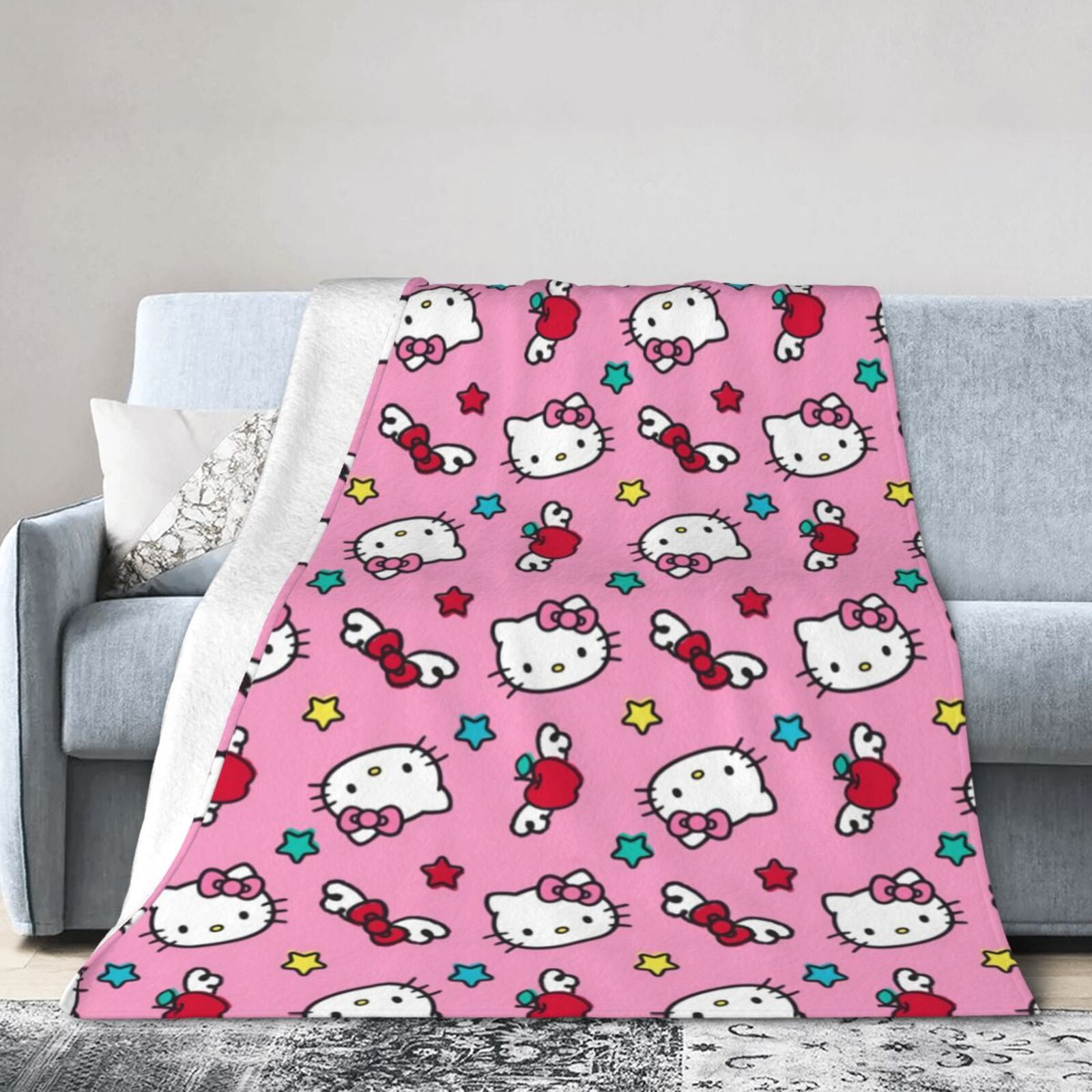 Hello Kitty Cartoon Throw Blanket, Super Soft Cozy Flannel Fleece ...