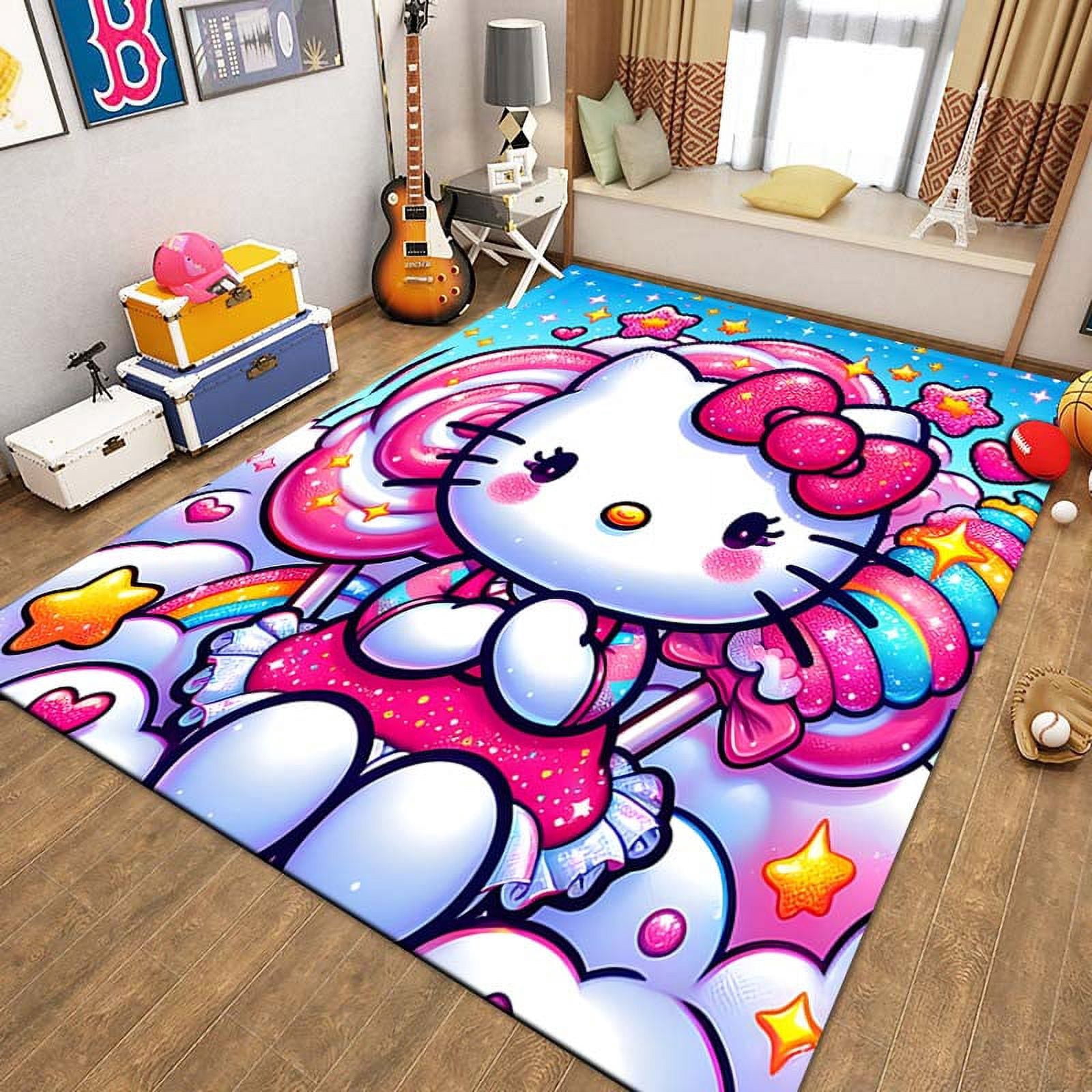Hello Kitty Cat Cartoon Rug Carpet for Living Room Children Girl ...