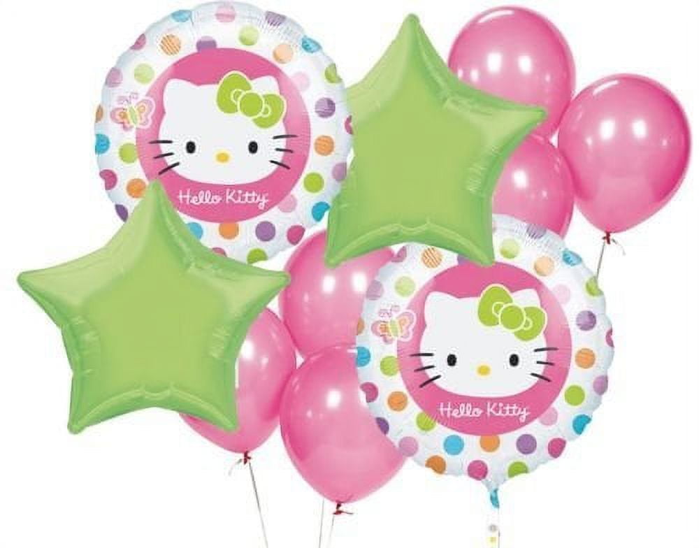 Hello Kitty Cat Polka Dots Pink Birthday Party 10pc Mylar & Latex ...