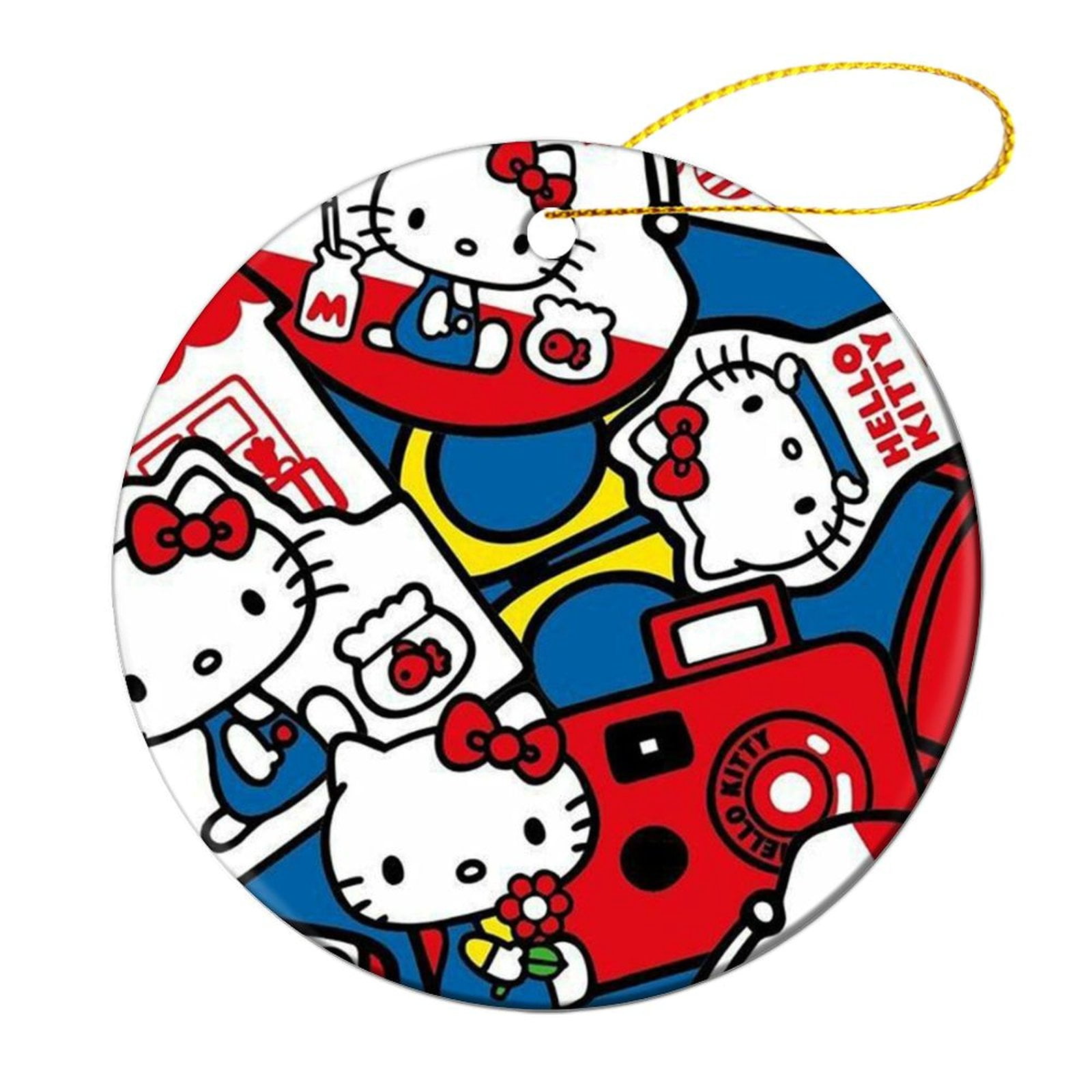 Hello Kitty Ceramic Christmas Tree Ornaments Round Souvenir X-Mas ...