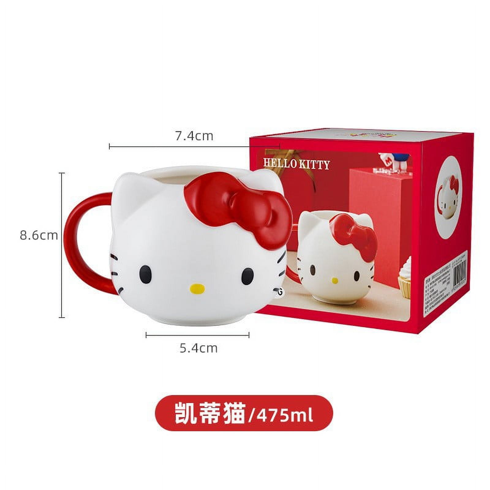Hello Kitty Ceramic Mug Cute Cartoon Embossed Handle Cup Couple Water ...