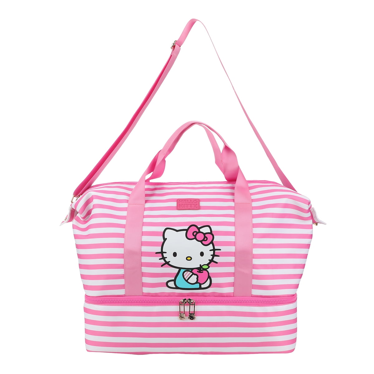 Hello Kitty Character 17" Pink & White Striped Duffle Bag - Walmart.com