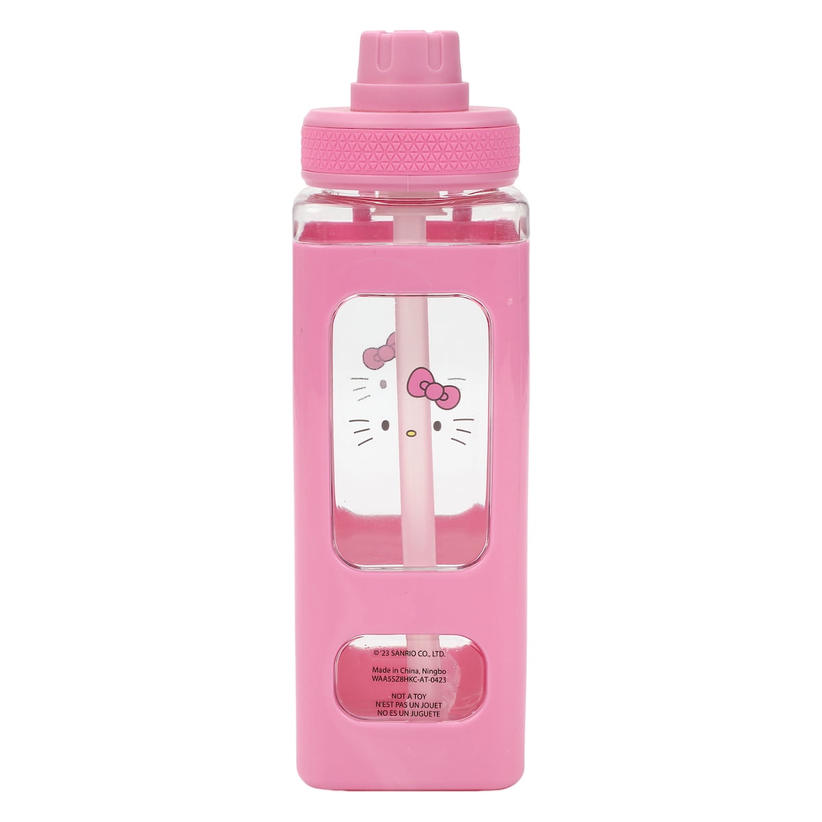 Hello Kitty Character Face 24 Oz Pink Square Plastic Water Bottle ...