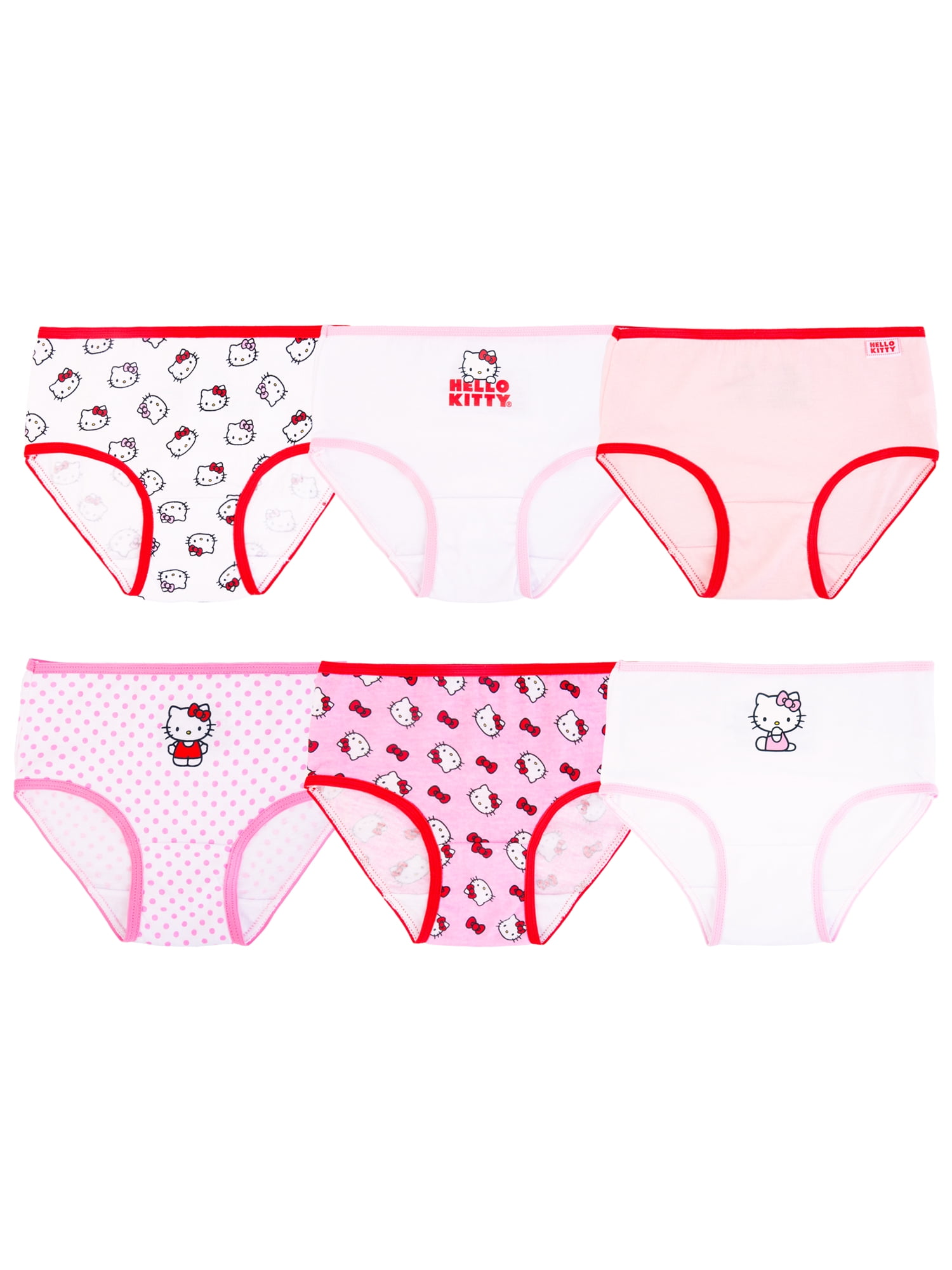 Hello Kitty Toddler Girl Briefs Underpants, 6-pack, Sizes 2T-4T ...