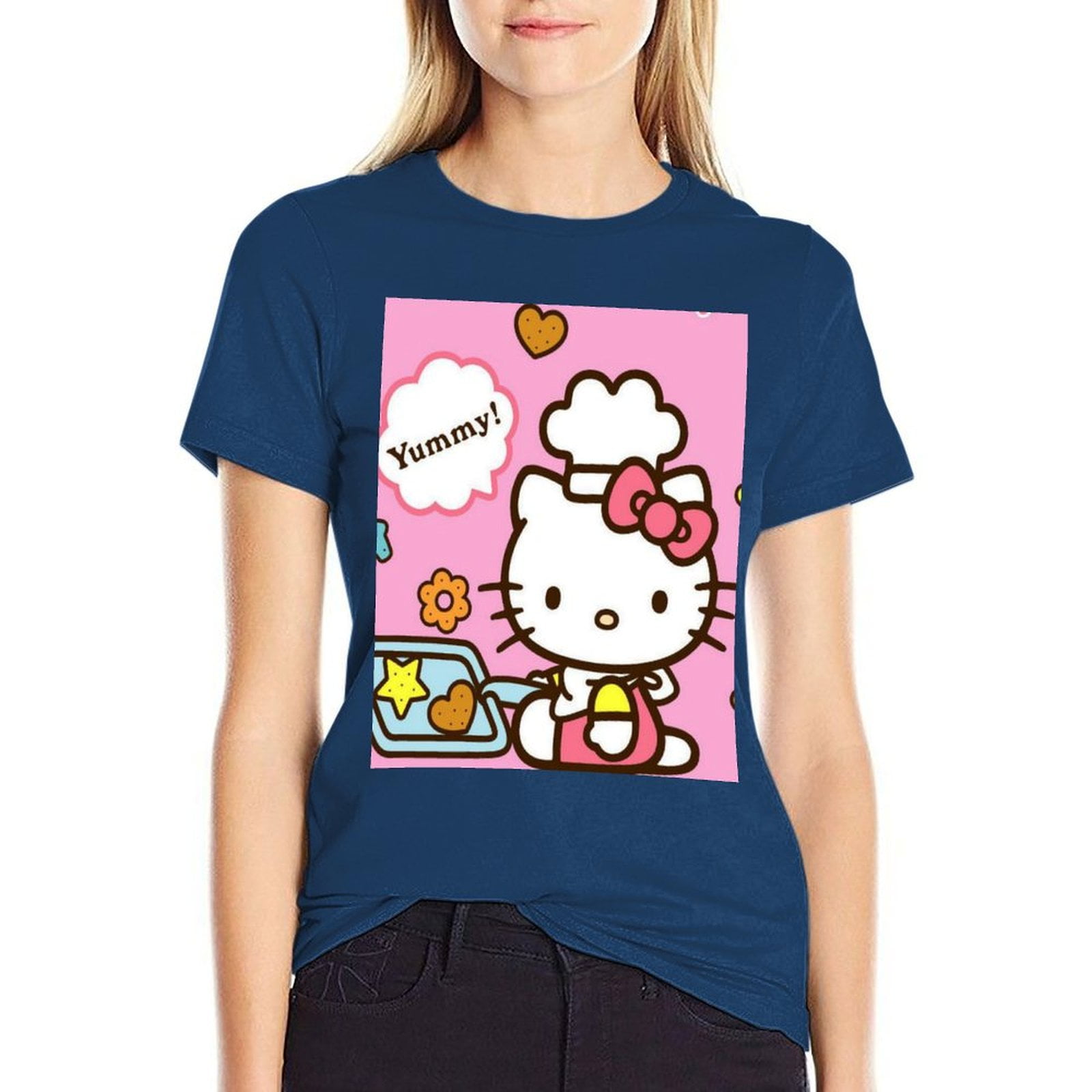 Hello Kitty Chef stars love cloud Crew Neck Shirt T-Shirt For Women ...
