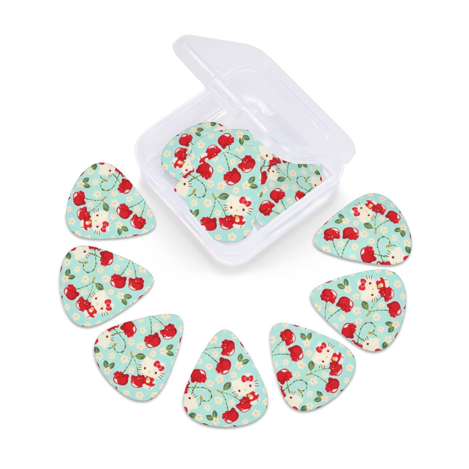 Hello Kitty Cherry 12 Piece Guitar Picks Set With Holder For Acoustic ...