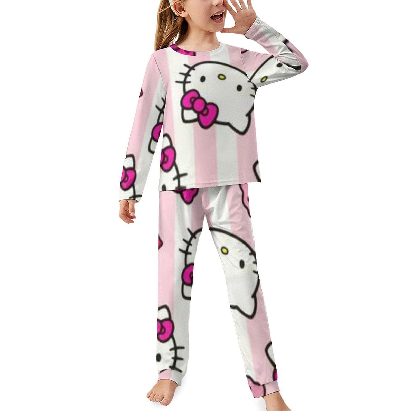 Hello Kitty Child Pajamas Set for Boys Girls 6 Sizes, Long Sleeve Soft ...