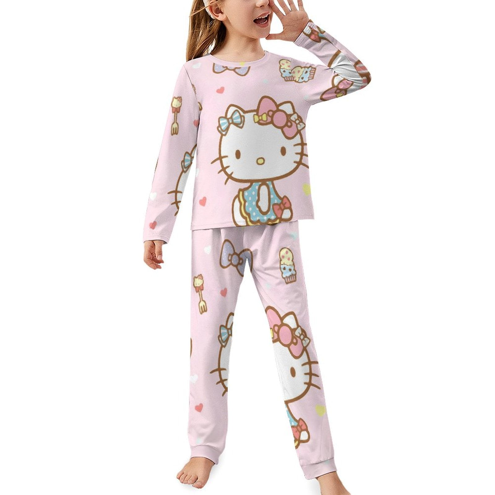 Hello Kitty Child Pajamas Set for Boys Girls 6 Sizes, Long Sleeve Soft ...