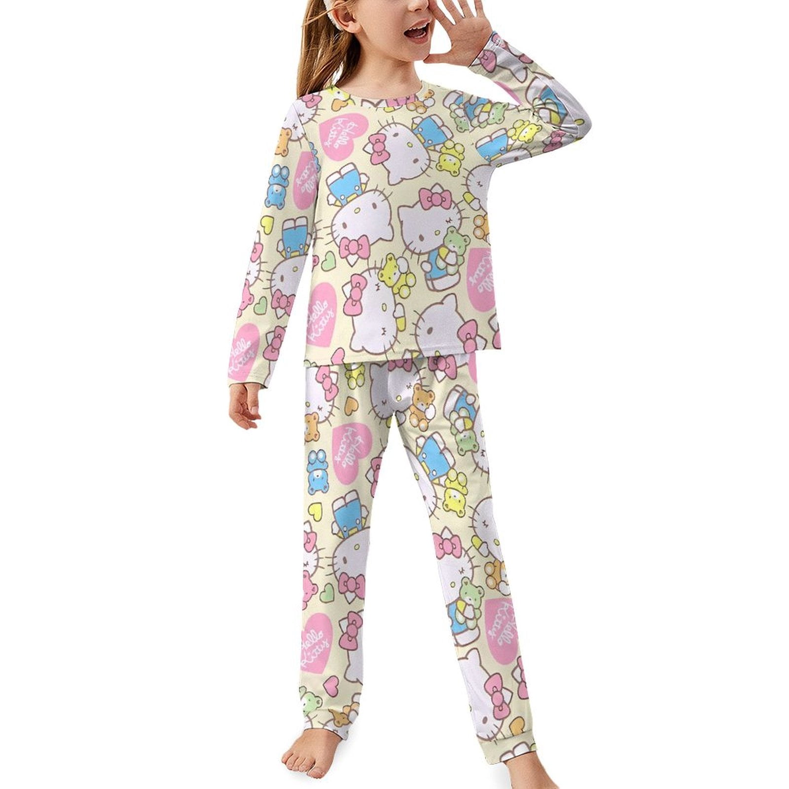 Hello Kitty Child Pajamas Set for Boys Girls 6 Sizes, Long Sleeve Soft ...