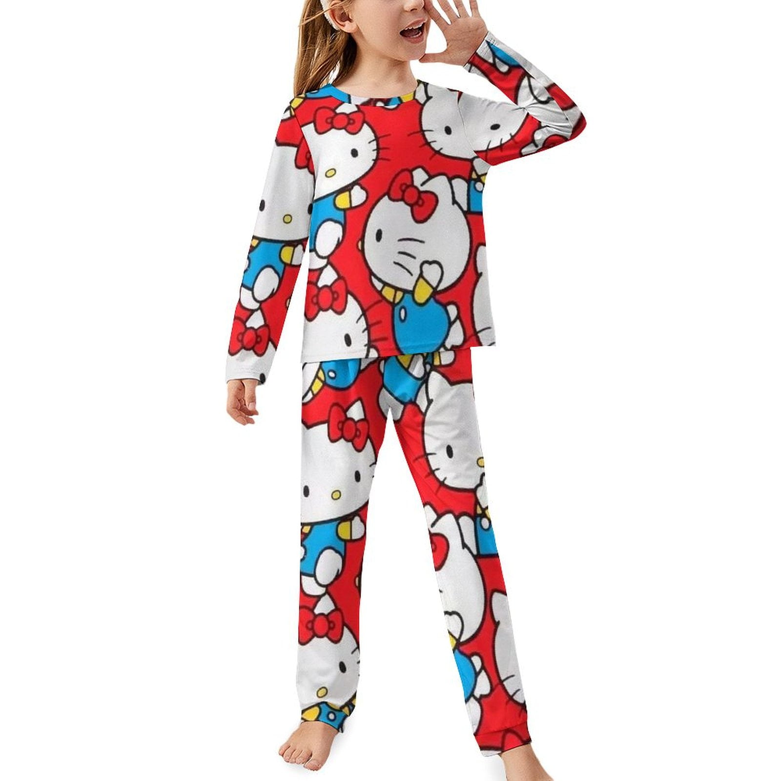 Hello Kitty Child Pajamas Set for Boys Girls 6 Sizes, Long Sleeve Soft ...