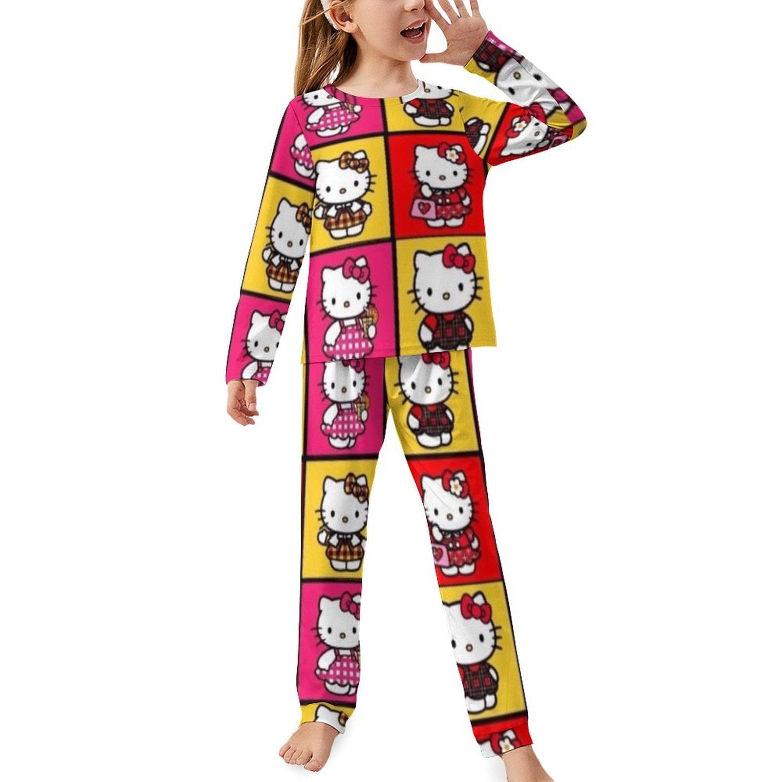 Hello Kitty Child Pajamas Set for Boys Girls 6 Sizes, Long Sleeve Soft ...