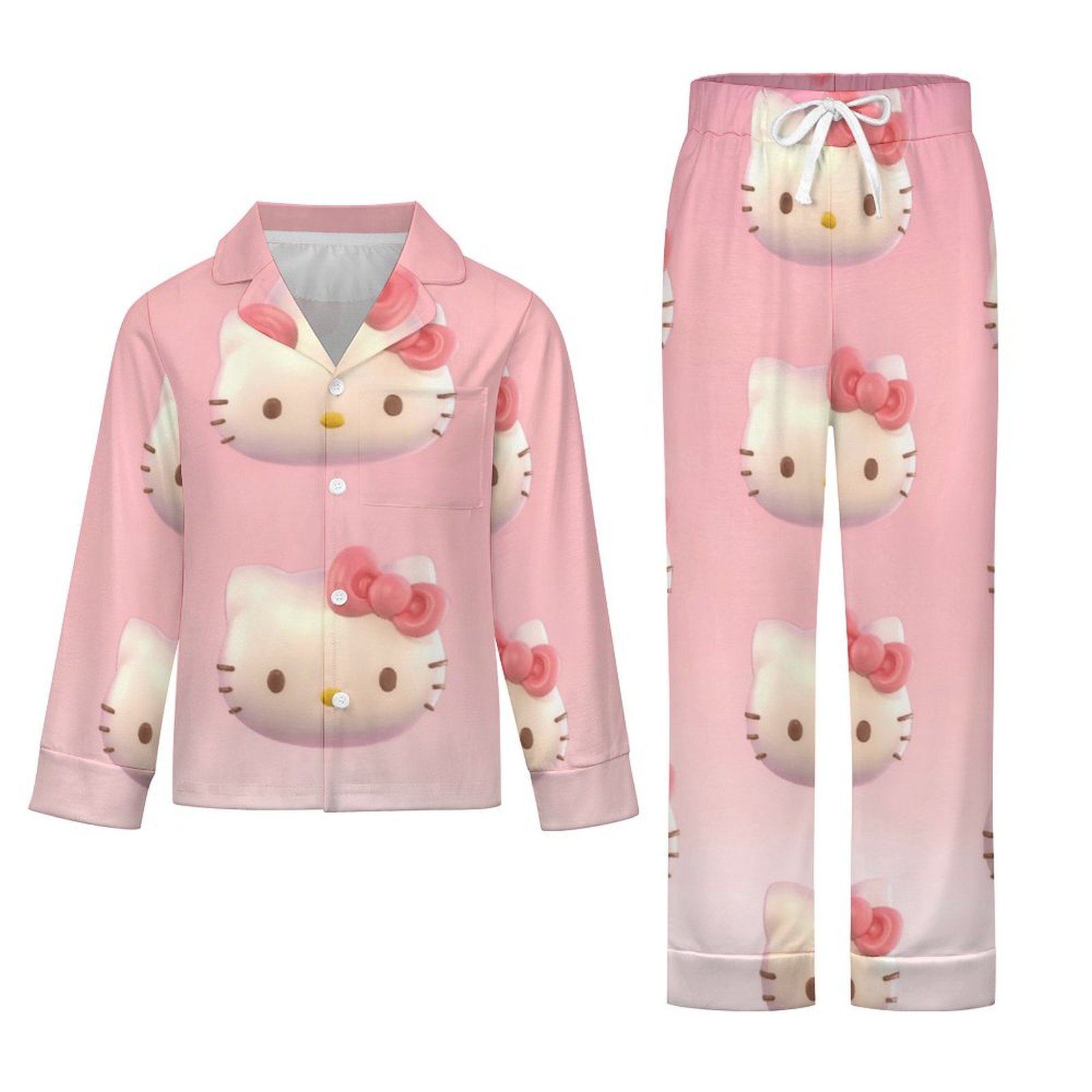 Hello Kitty Children's Cuban Collar Pajama Set Soft and Comfortable For ...