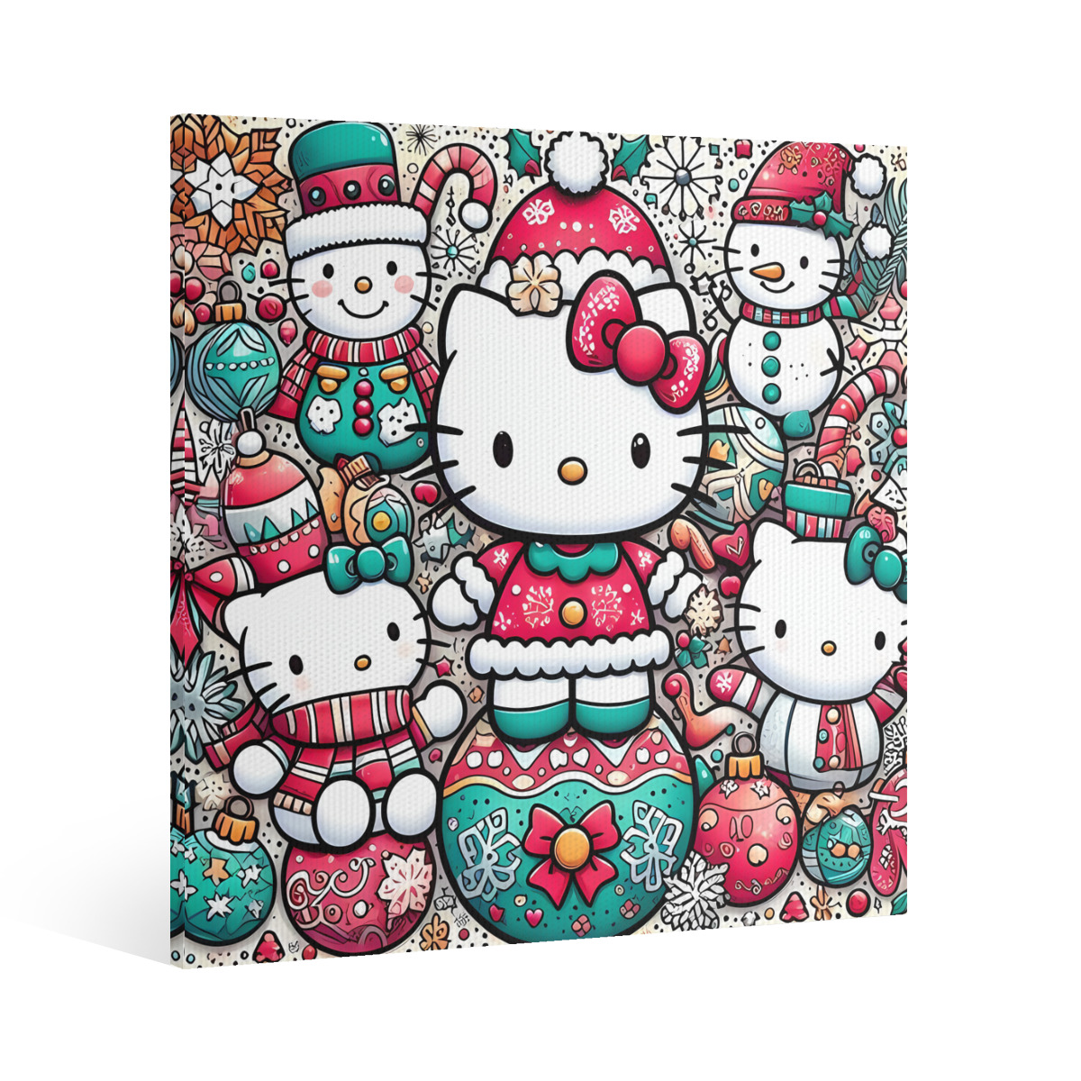 Hello Kitty Christmas Canvas Wall Art Cartoon Wall Decor | HD Printed ...