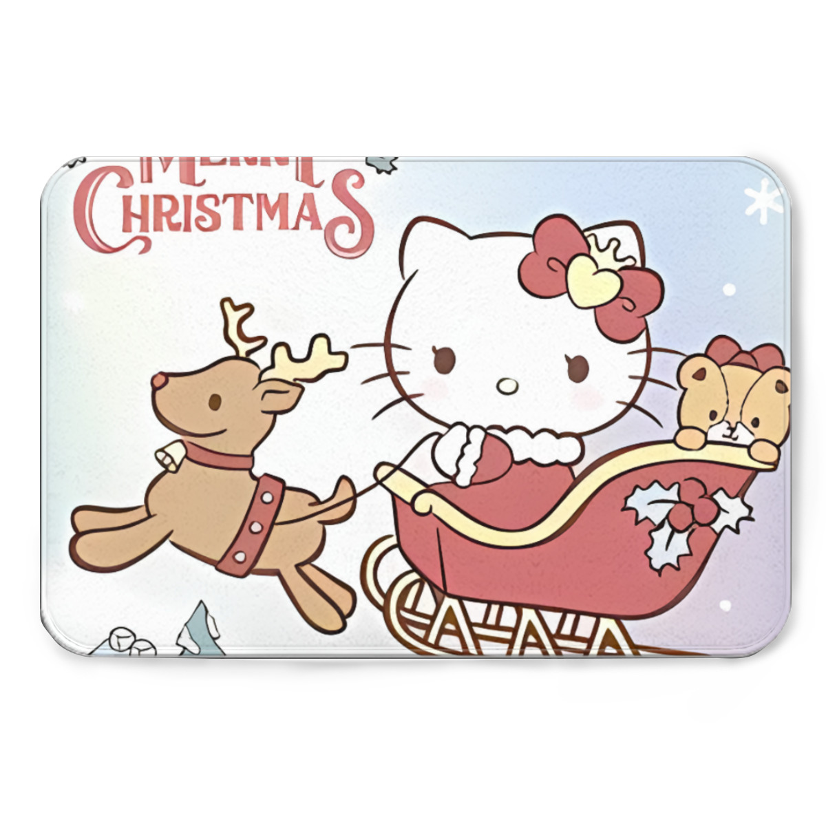 Hello Kitty Christmas Cartoon Area Rug Cute Bedroom Decorative Round ...