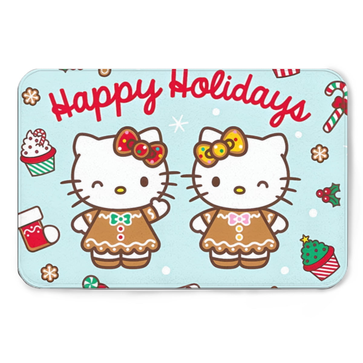 Hello Kitty Christmas Cartoon Area Rug Cute Bedroom Decorative Round ...