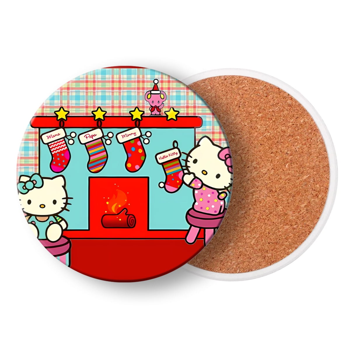 Hello Kitty Christmas Circular Ceramic coasters combination set 6PCS ...