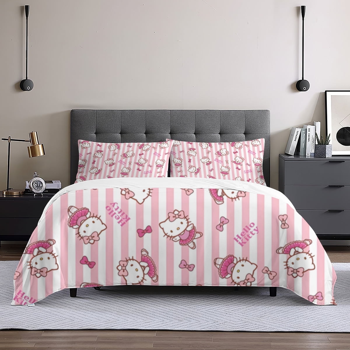 Hello Kitty Christmas Queen Comforter Set, 3pcs Bedding Sets Queen, All ...