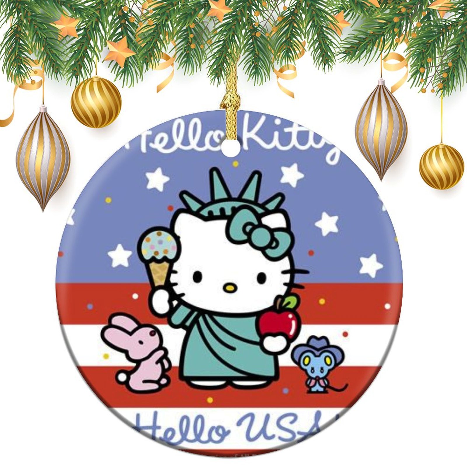 Hello_Kitty Christmas Tree Ornaments Double-Sided Design For Kids Mom Dad Friends Families ...