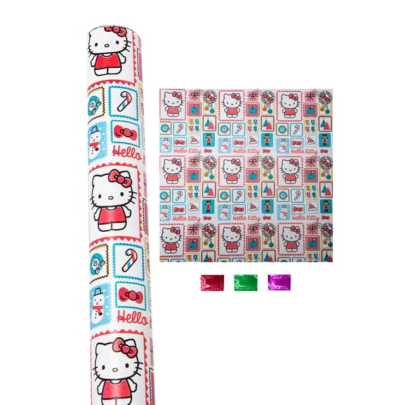 Hello Kitty Christmas Wrapping Paper 1 Roll 50 Sq Ft, Stamp Gift Wrap ...