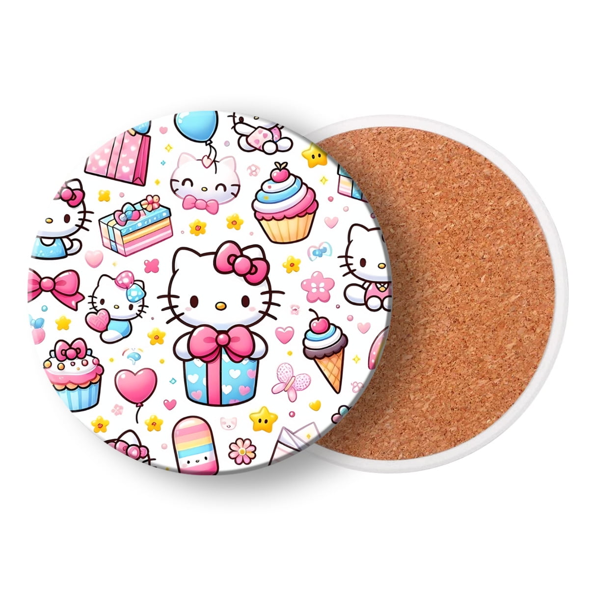 Hello Kitty Circular Ceramic coasters combination set 6PCS - Walmart.com
