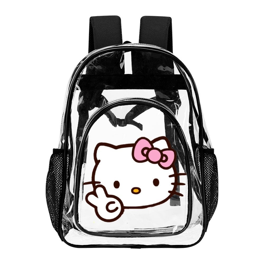 Hello Kitty Clear Backpack Heavy Duty See Through Bookbag Transparent ...