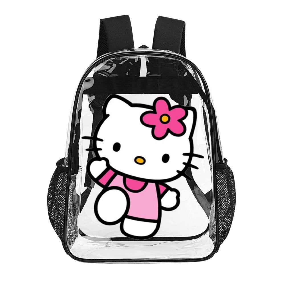 Hello Kitty Clear Backpack Heavy Duty See Through Bookbag Transparent ...