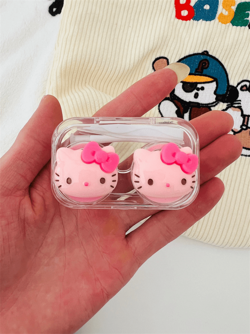 Hello Kitty Clear Contact Lens Case with Cute Design - Portable Travel ...