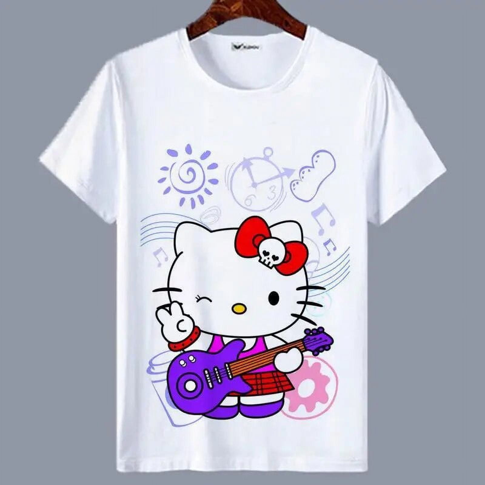Hello Kitty Clothes Parent-child T-shirt Women Children Tshirt Kawaii ...
