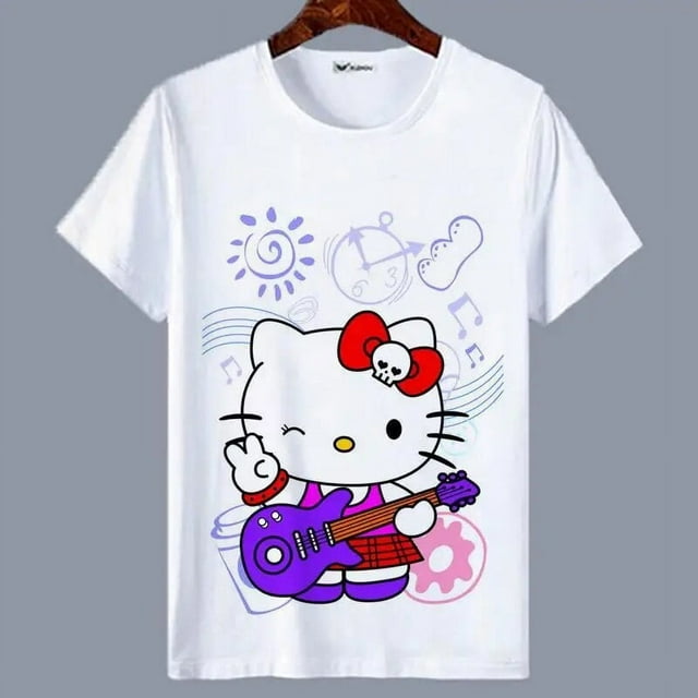 Hello Kitty Clothes Parent-child T-shirt Women Children Tshirt Kawaii ...
