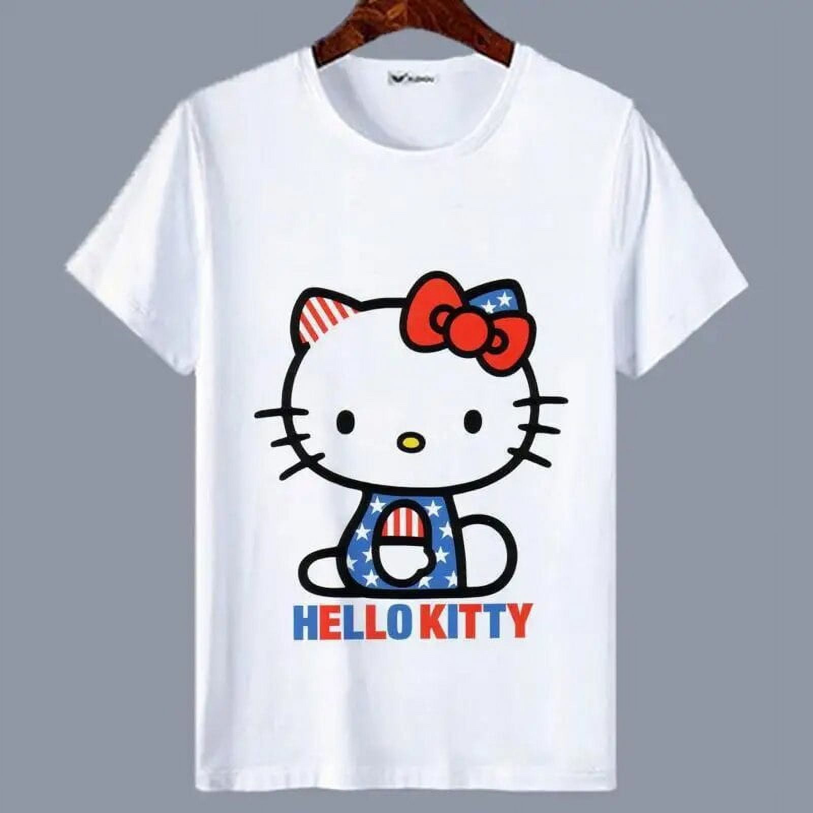 Hello Kitty Clothes Parent-child T-shirt Women Children Tshirt Kawaii ...