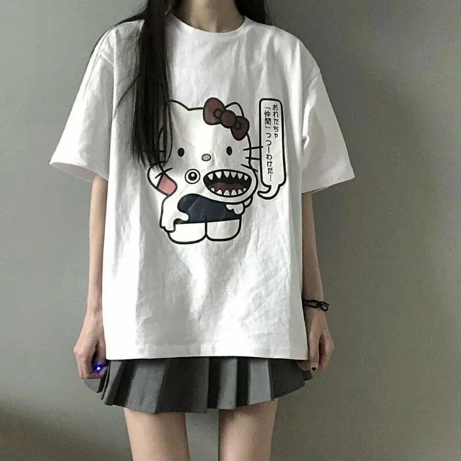 Hello Kitty Clothes Sanrio Kawaii Summer Tops Kuromi T Shirt Female ...