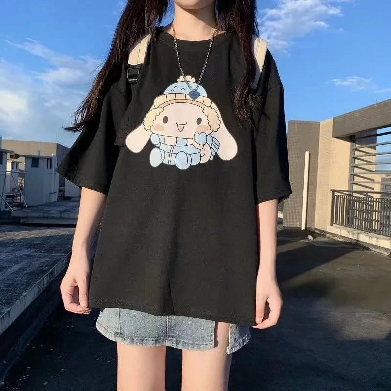 Hello Kitty Clothes Sanrio Kawaii Summer Tops Kuromi T Shirt Female ...