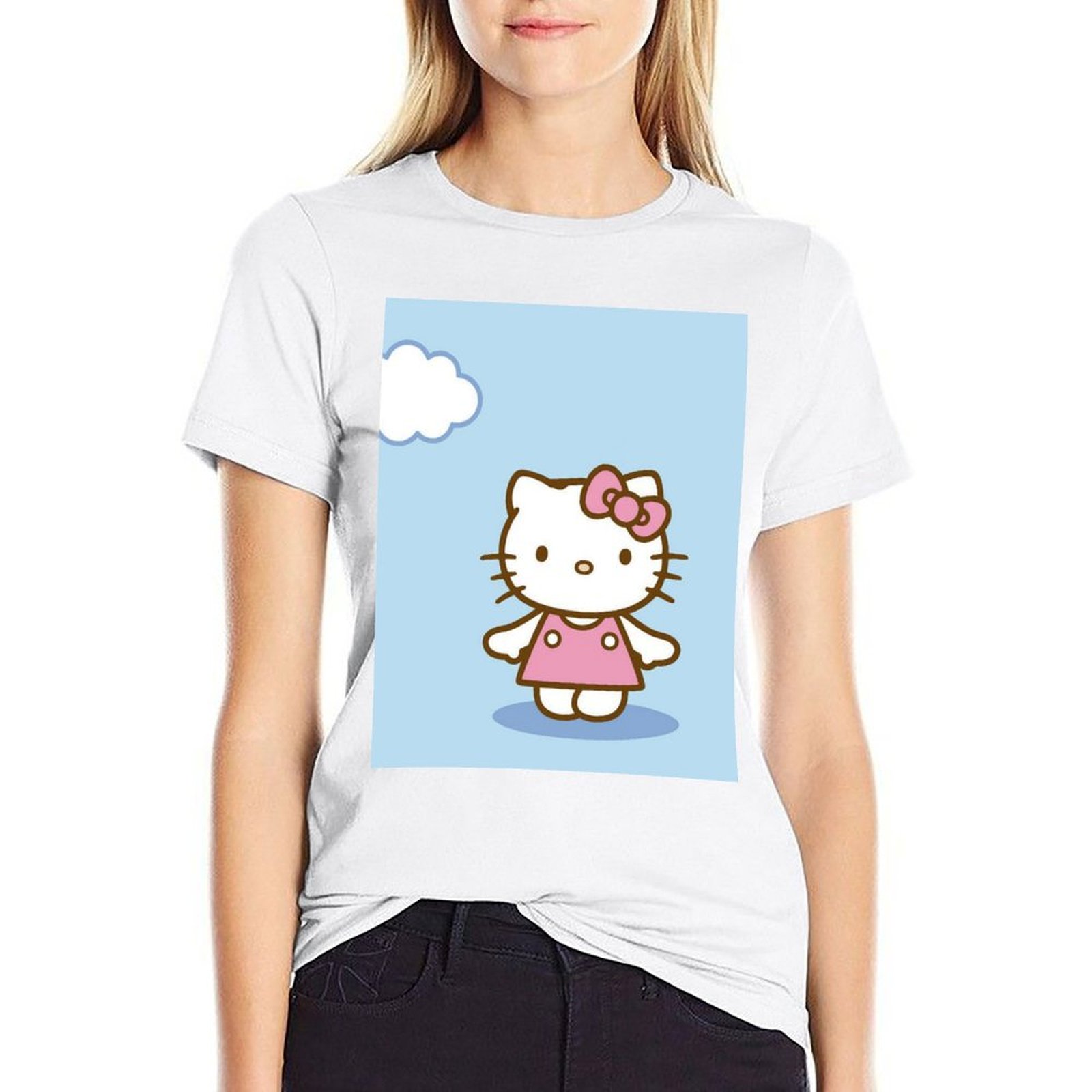 Hello Kitty Cloud Crew Neck Shirt T-Shirt - Walmart.com
