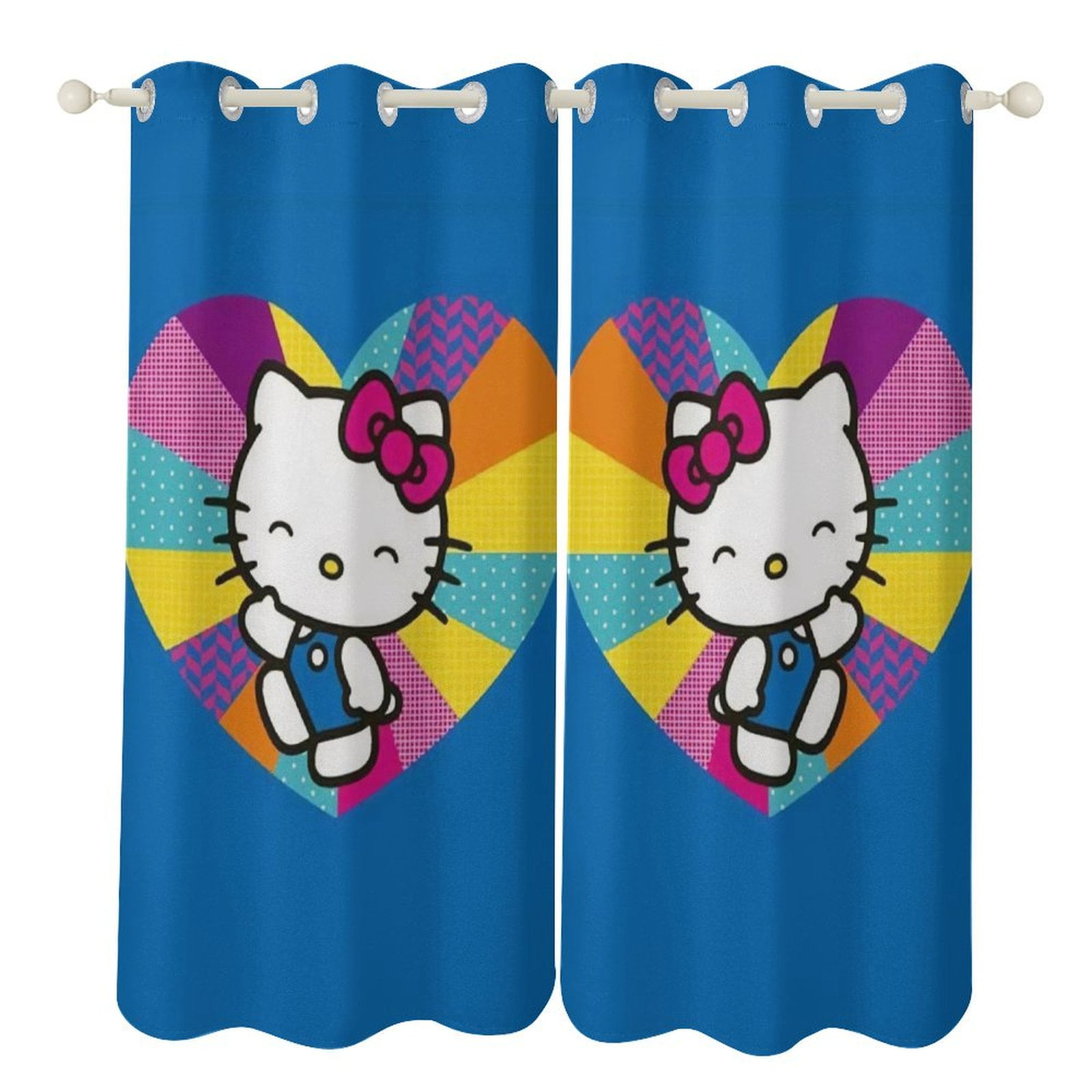 Hello Kitty Colorful Heart Curtains 84 Inch,Blackout Curtains,Cartoon ...