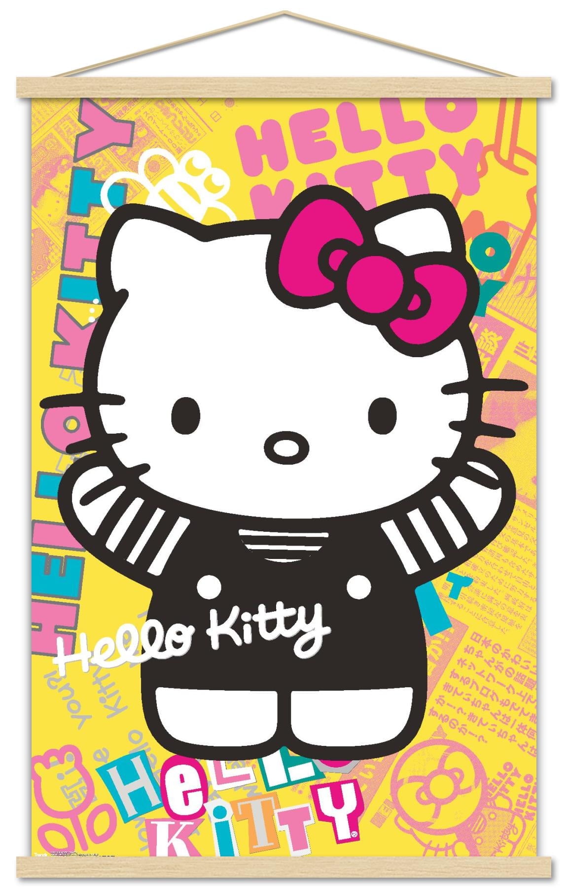 Hello Kitty - Colorful Wall Poster with Wooden Magnetic Frame, 22.375 ...