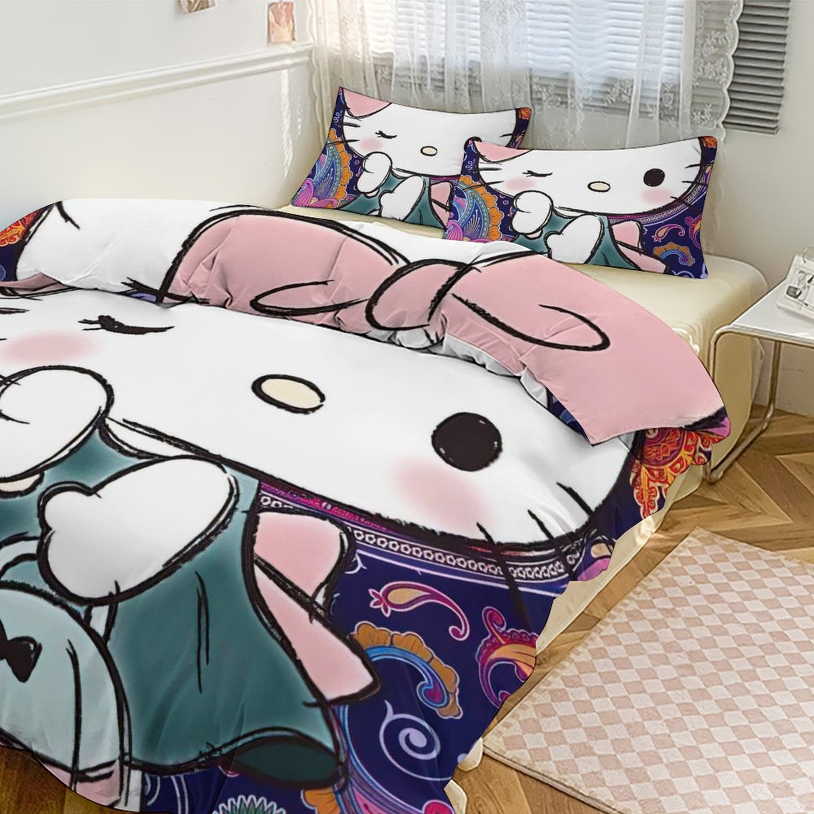 Hello Kitty Comforter Bedding Set Cover 3 Piece with 2 Pillow Shams for ...