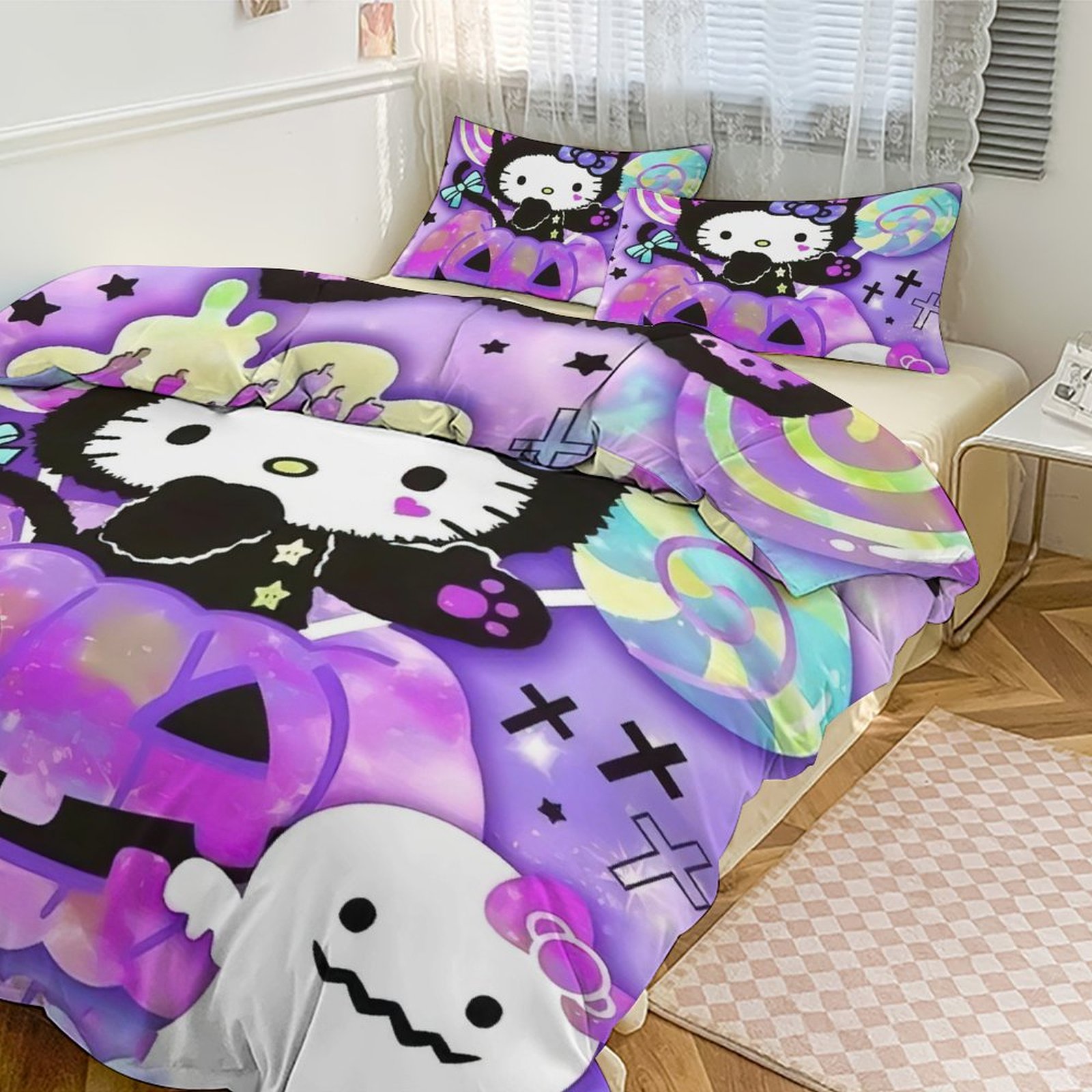 Hello Kitty Comforter Bedding Set Cover 3 Piece with 2 Pillow Shams for ...