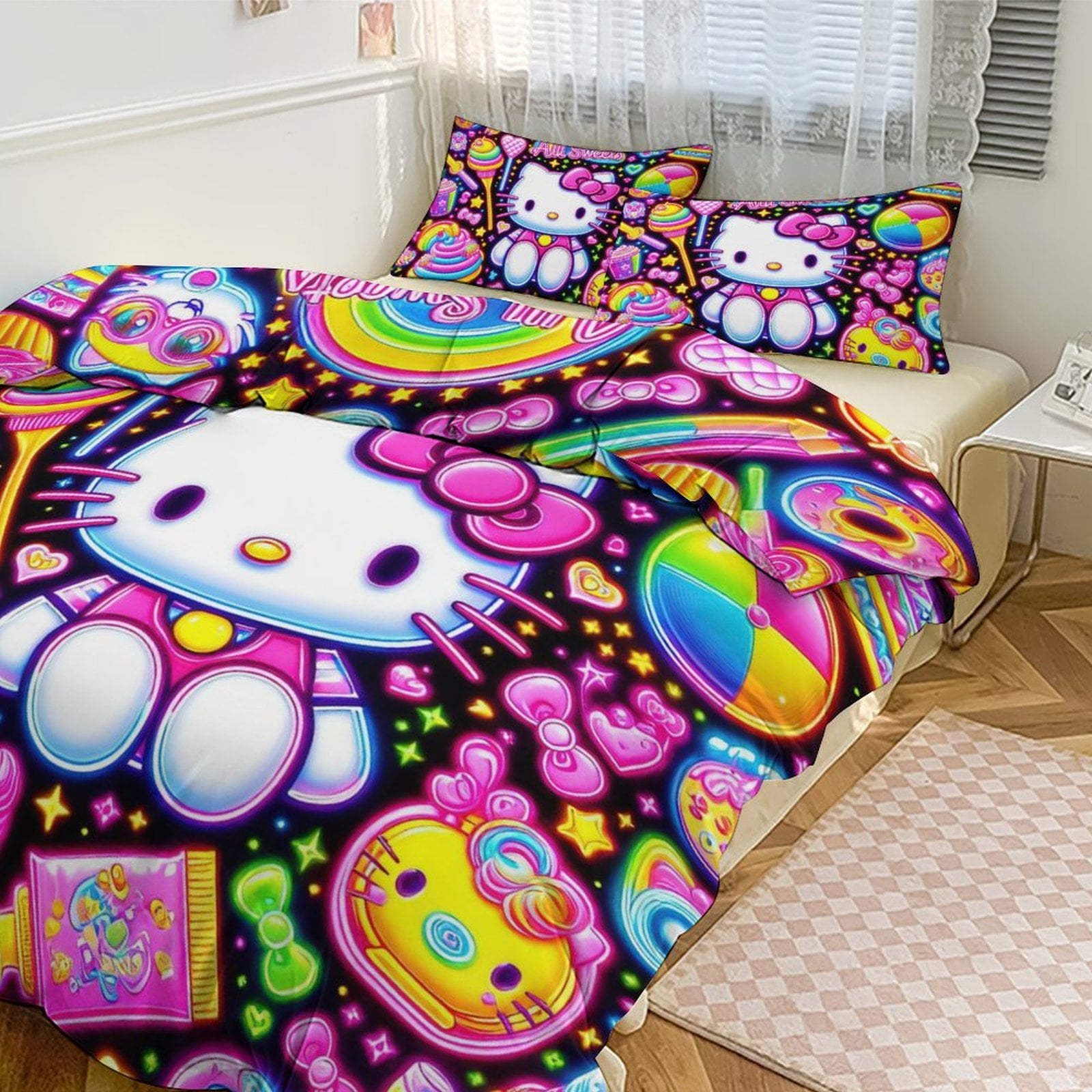 Hello Kitty Comforter Bedding Set Cover 3 Piece with 2 Pillow Shams for ...