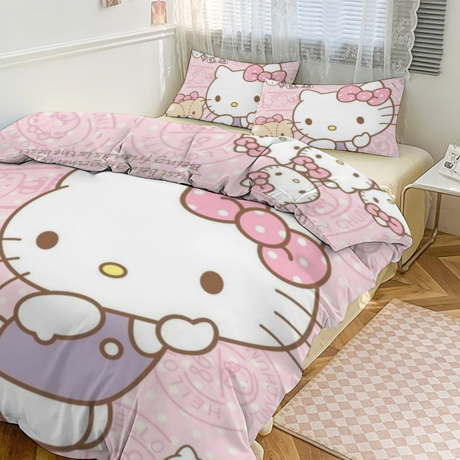 Hello Kitty Comforter Bedding Set with Sheets And Pillow 3 Piece Set ...