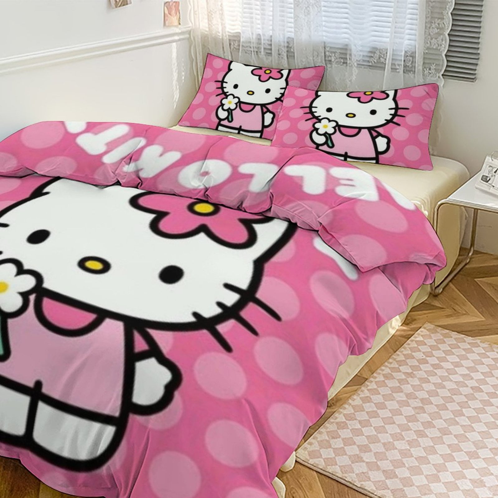 Hello Kitty Comforter Bedding Set with Sheets And Pillow 3 Piece Set ...