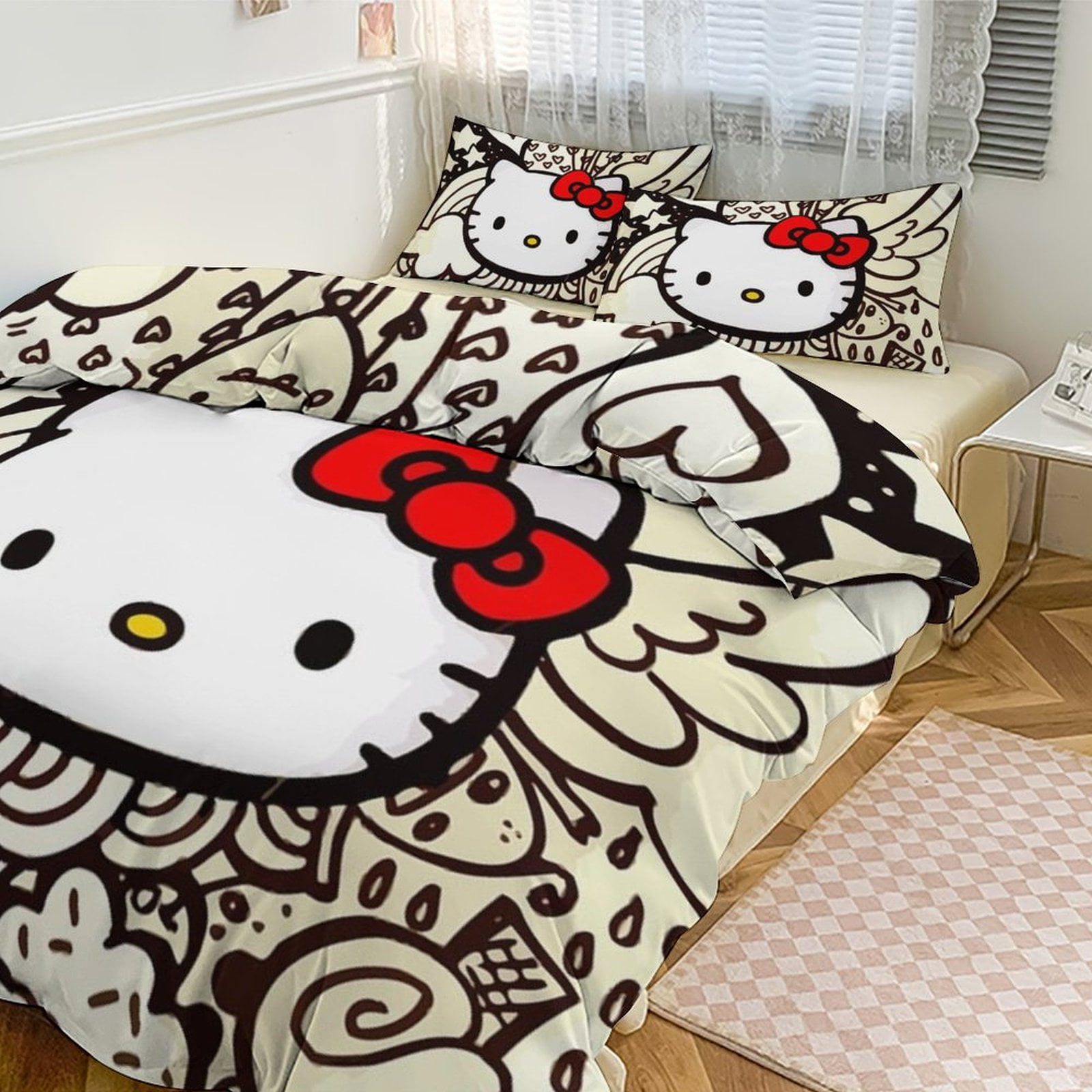 Hello Kitty Comforter Bedding Set with Sheets And Pillow 3 Piece Set ...